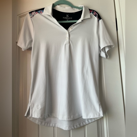 Kate Lord | Tops | Kate Lord White Floral Golf Polo | Poshmark